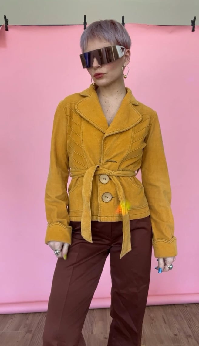 VTG Y2K Mustard Corduroy Belted Jacket | The Metal Romantic Shop ...