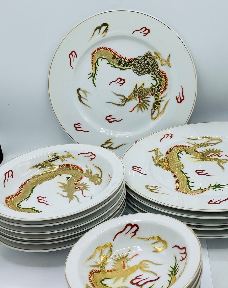RARE 24 PC Vintage Dragonware Dinner Ware Set- Service for 6 Nippon ...