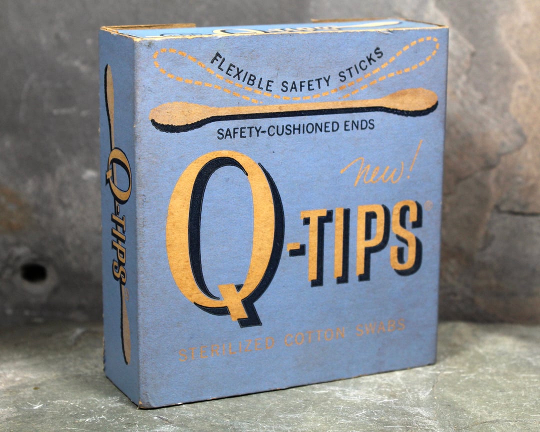 Vintage Q-Tips Box in Almost Mint Condition | Includes Original Cotton ...