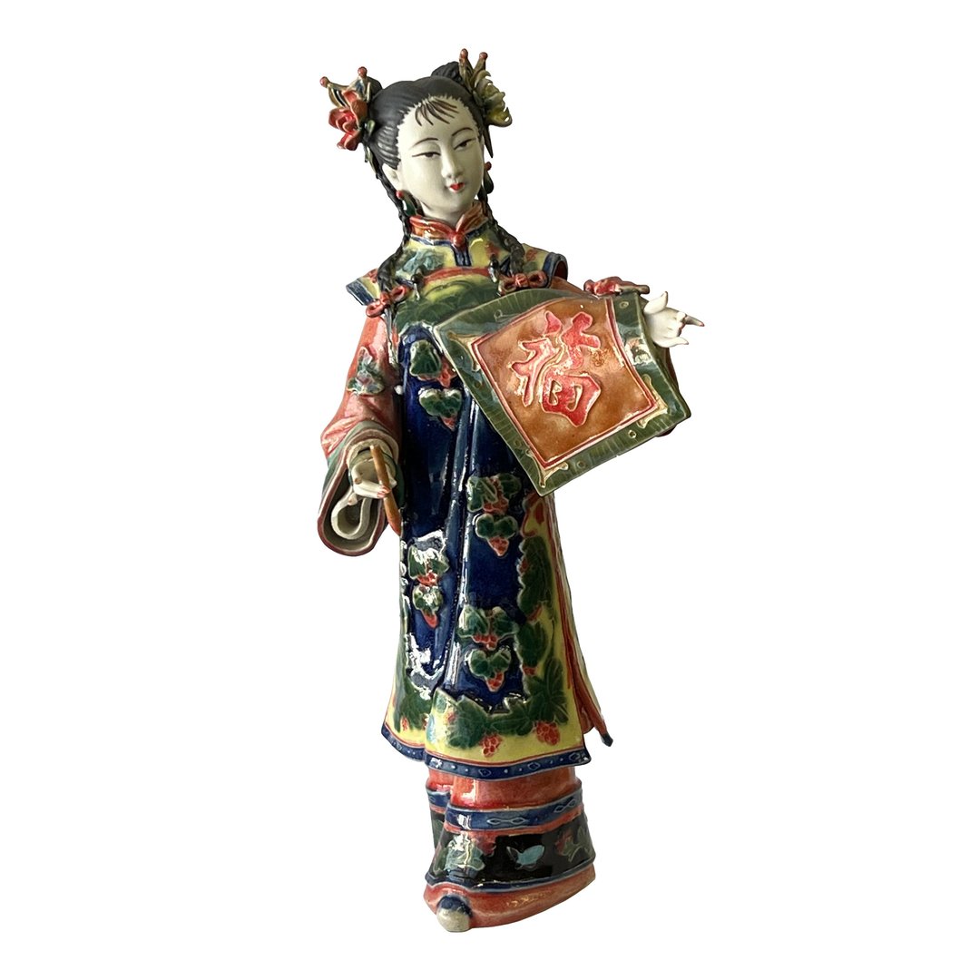 Chinese Oriental Porcelain Ancient Qing Style Dressing Lady Figure ...