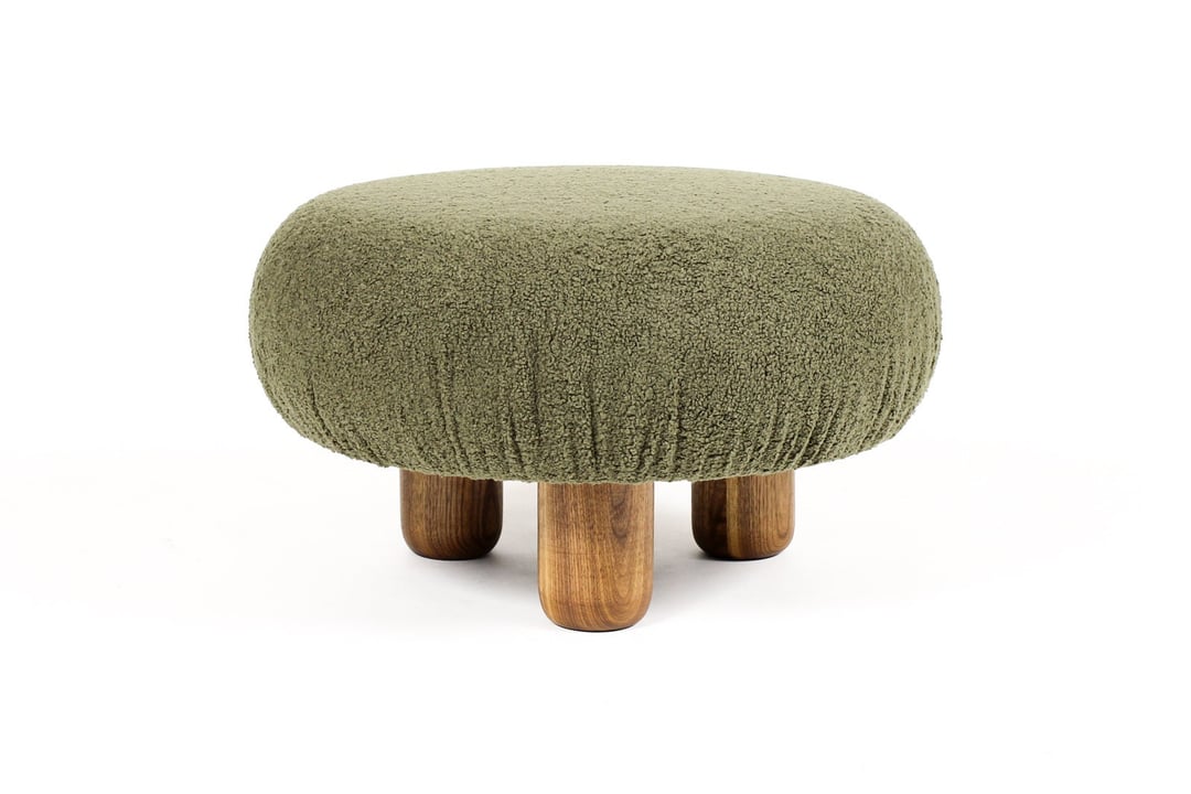 Custom Modernist Japandi Bolete Ottoman / Footstool — Turned Ash legs ...