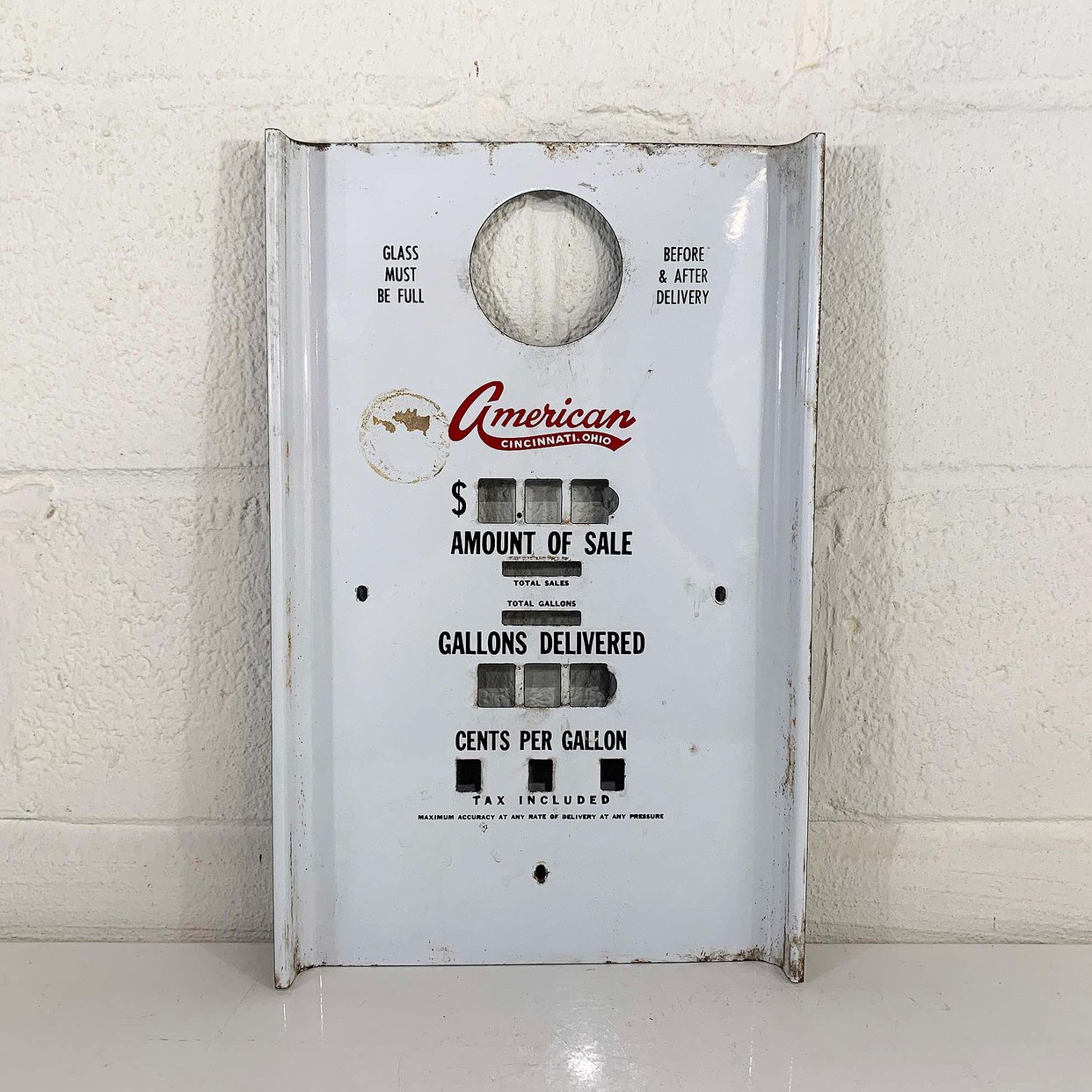 Vintage Enamel Gas Pump Face Plate Front Sign | Check Engine Vintage ...