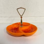 Vintage Royal Haeger Divided Dish Gold Orange Red Atomic Round | Check ...