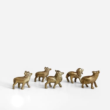 Miniature Brass Animals Set of 5 Tiny Rams, Cow, | A Hint of Mustard ...
