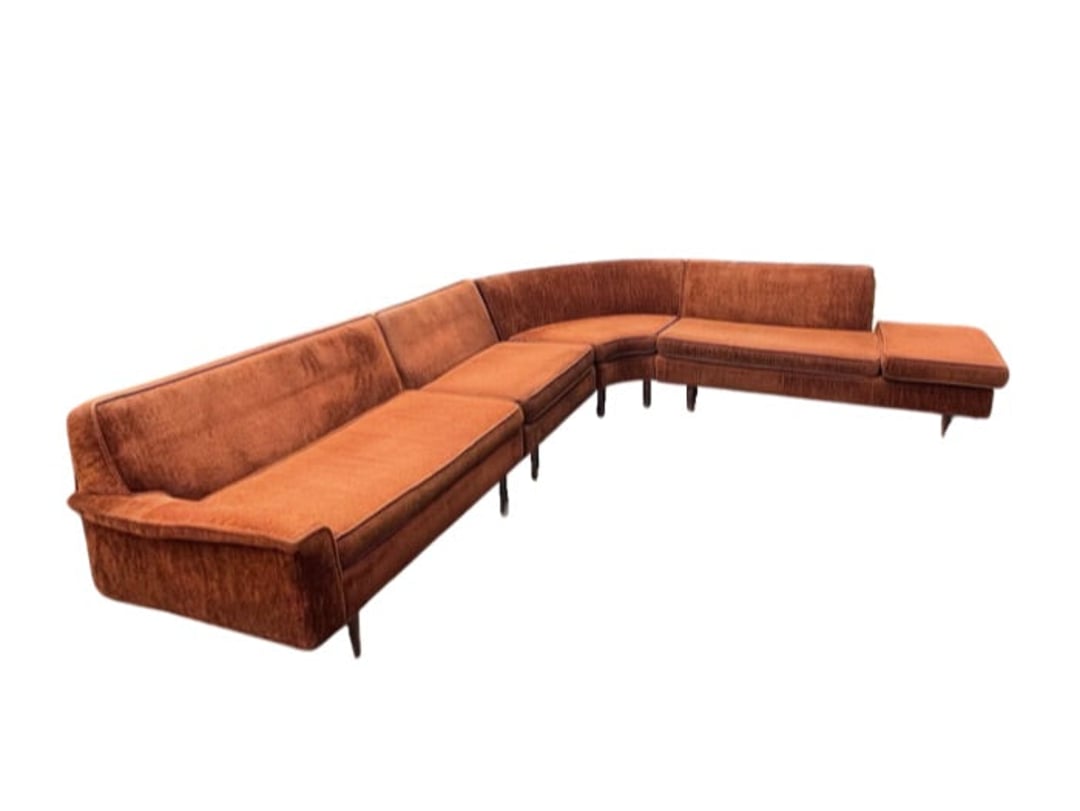 Luxury Mid Century Brown Velvet 4 Piece Sectional | Reuse America ...