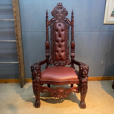 Elaborately Carved Lion Throne Chair 2 | Community Forklift | Edmonston, MD