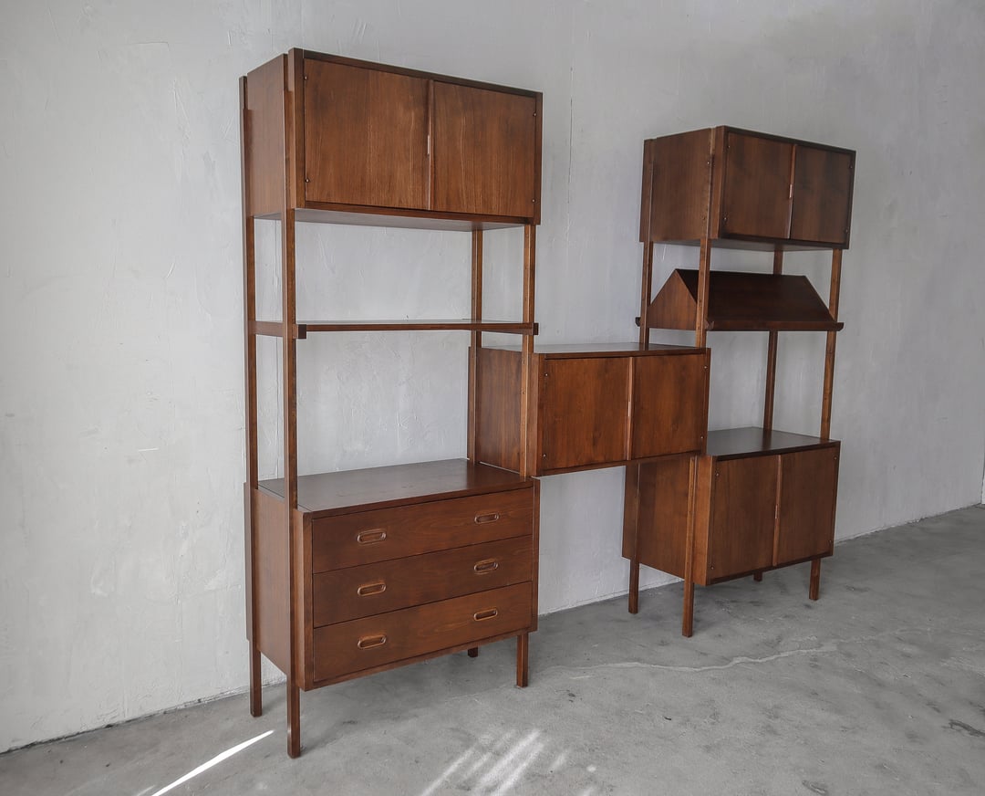 Mid Century Walnut Freestanding Shelving Wall Unit Divider by Noral ...