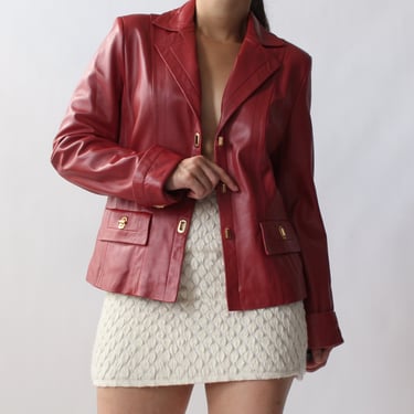 90s Soft Raspberry Leather Jacket | Wornable | Philadelphia, PA