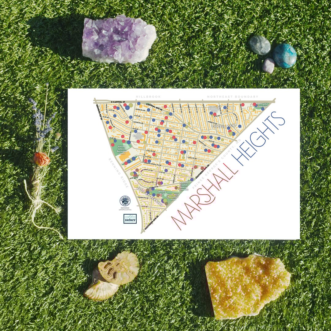 Marshall Heights Washington DC neighborhood map art print 11x17 Civic ...