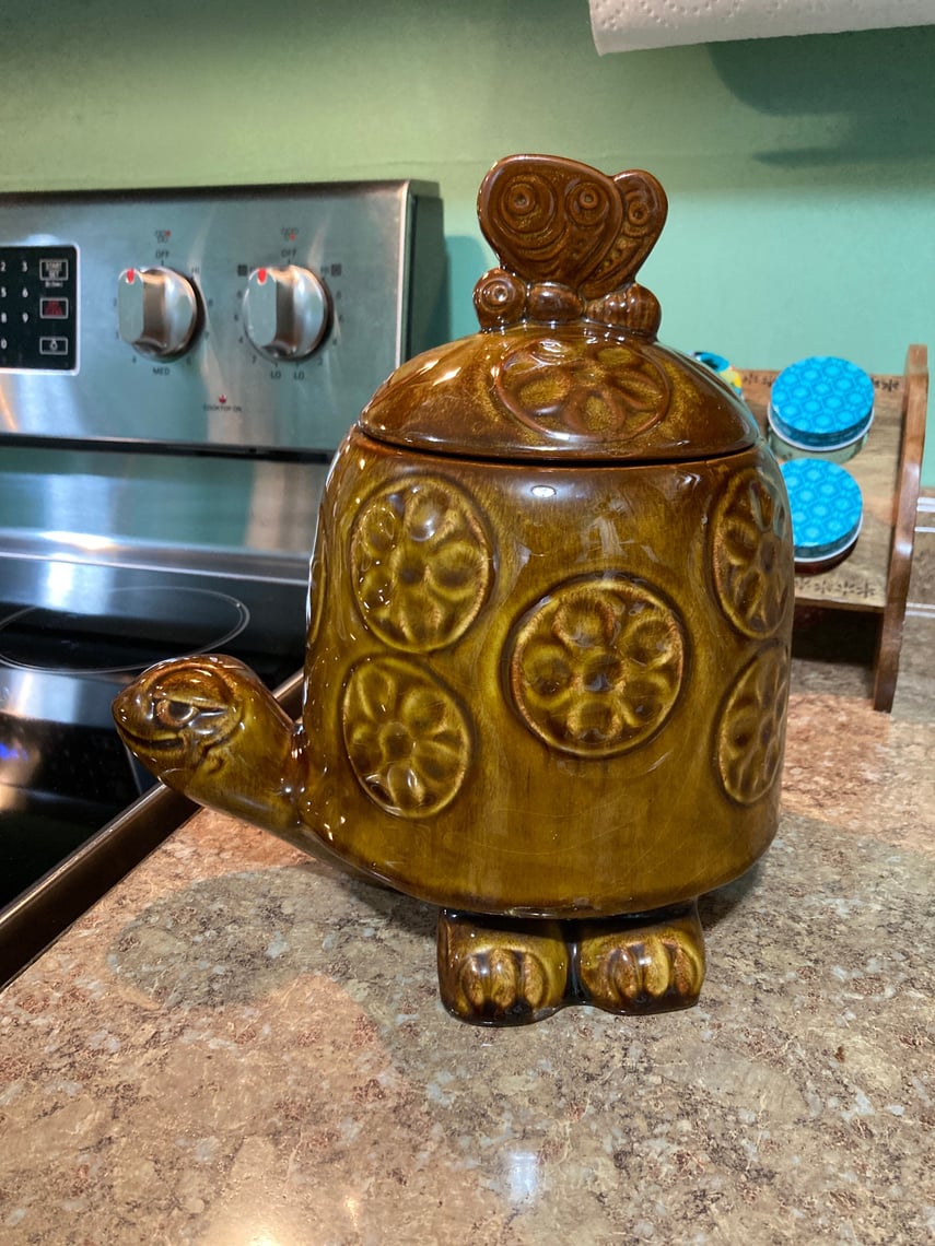 Cookie Jar, Turtle USA Pottery, Dog Treat Jar Canister, Ceramic ...