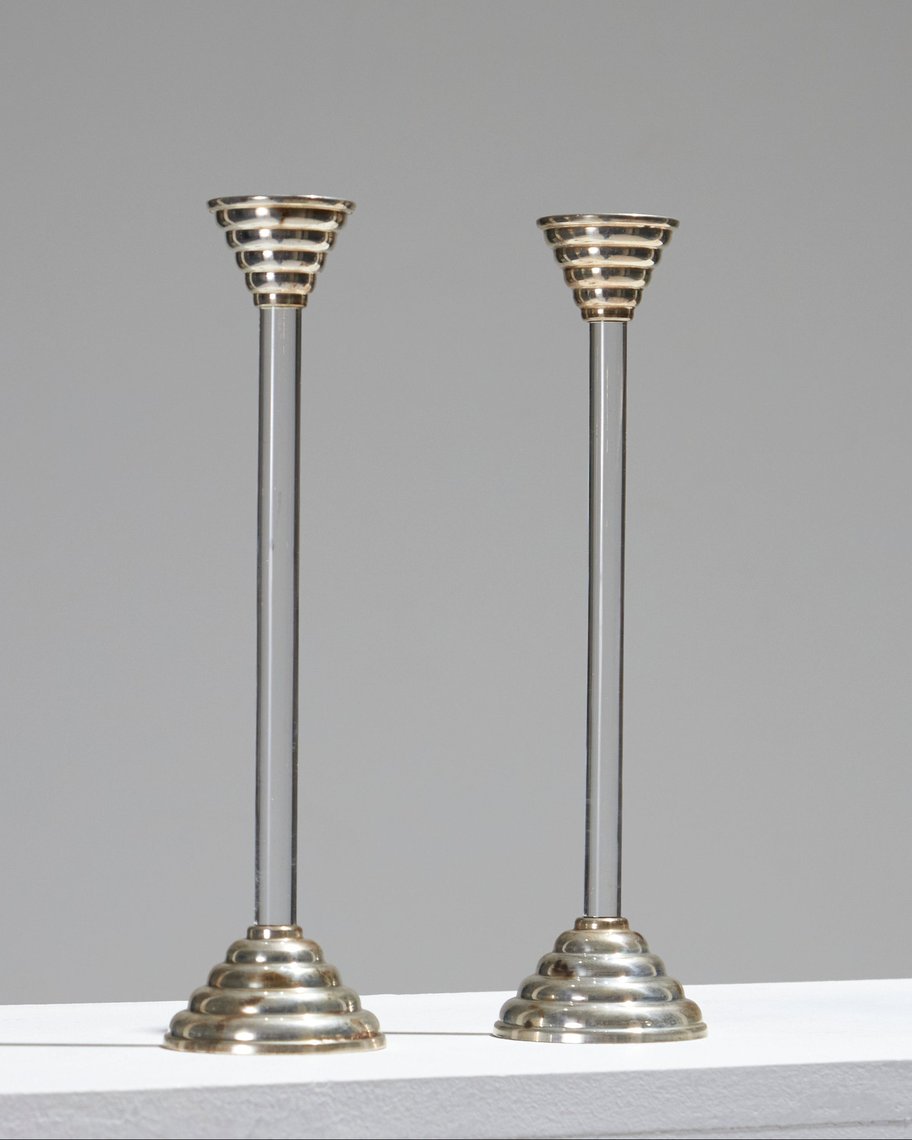 PAIRE DE BOUGEOIRS EN PLEXIGLASS, CARLO MASINI, 1950s | Paradis Galerie ...