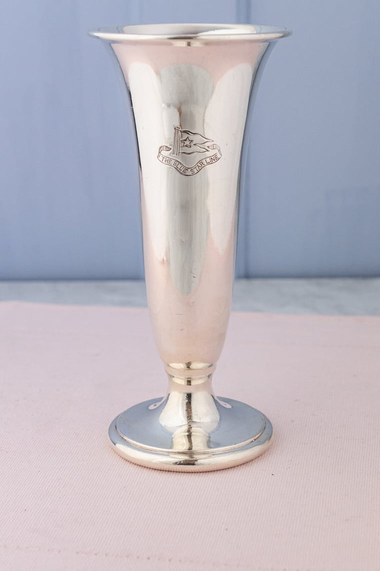 Vintage Silverplate Blue Star Line Steamship Vase | Posh Chicago ...