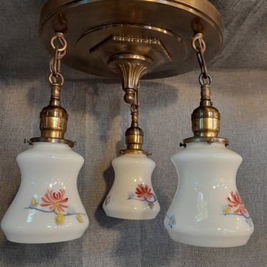 Brass Pan Light with Hand Painted Shades | Earthwise Architectual ...