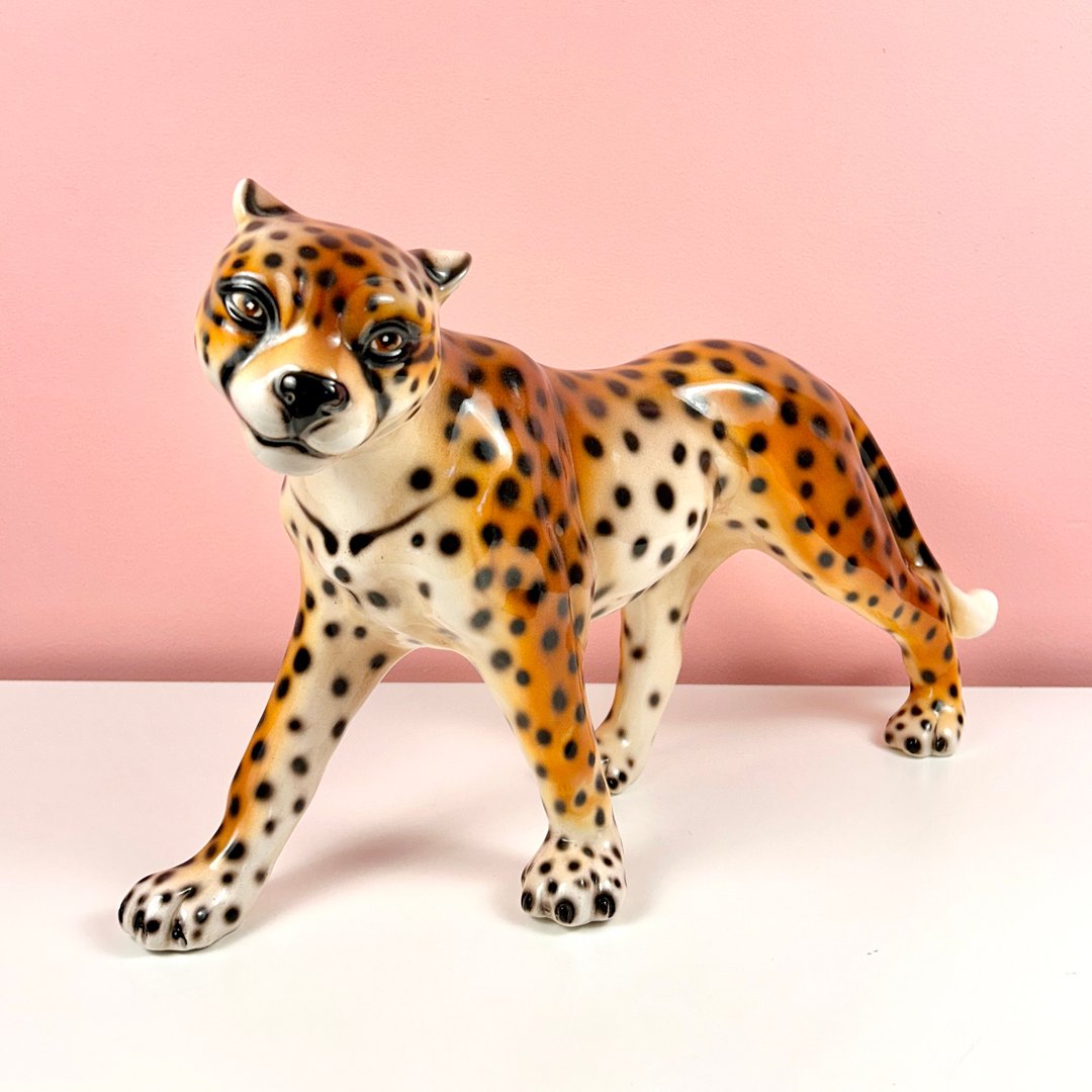 Large 70s Cheetah Statue | Barela Vintage | New York, NY