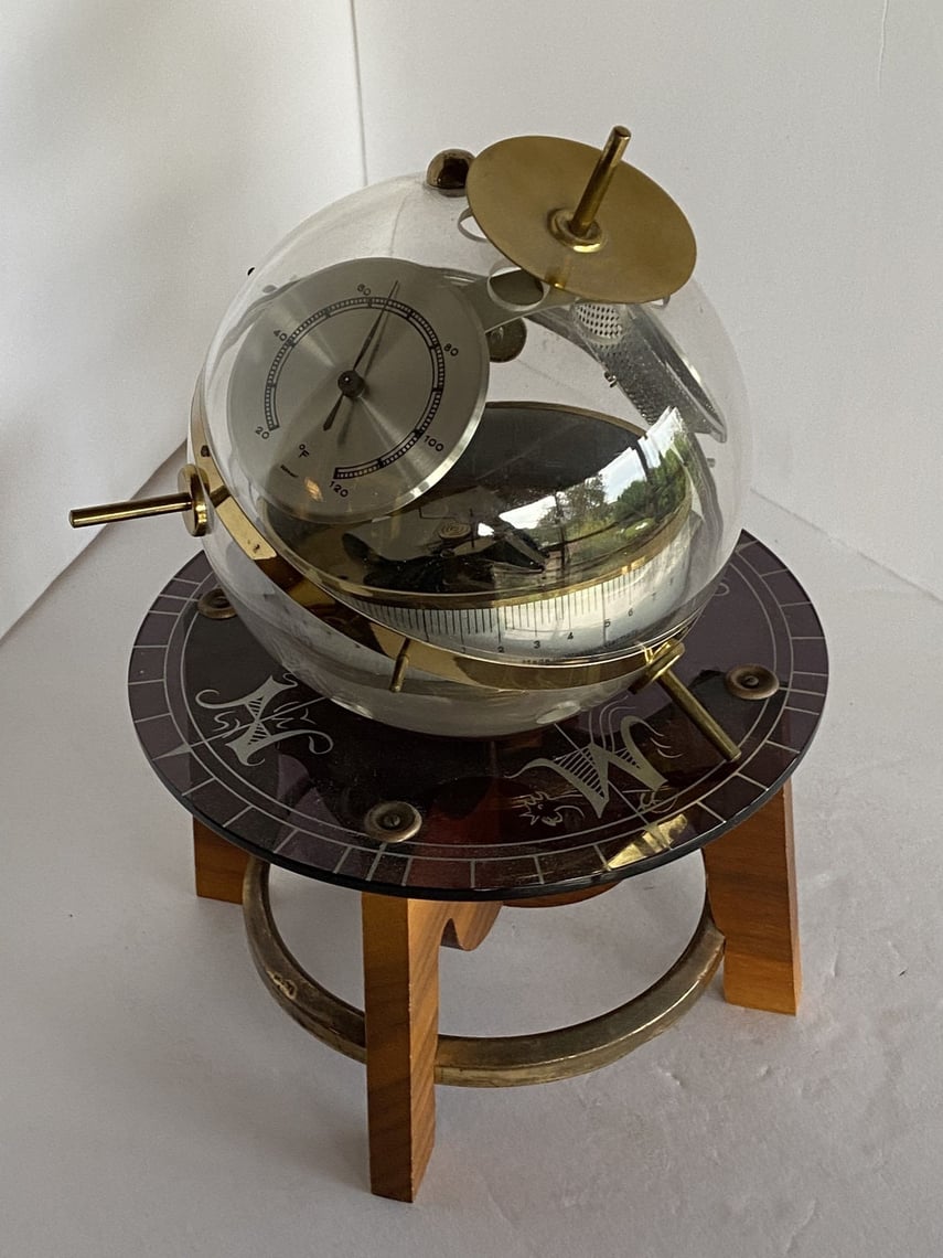 Mid-Century "Sputnik" Table Space Age Barometer Thermometer Weather ...