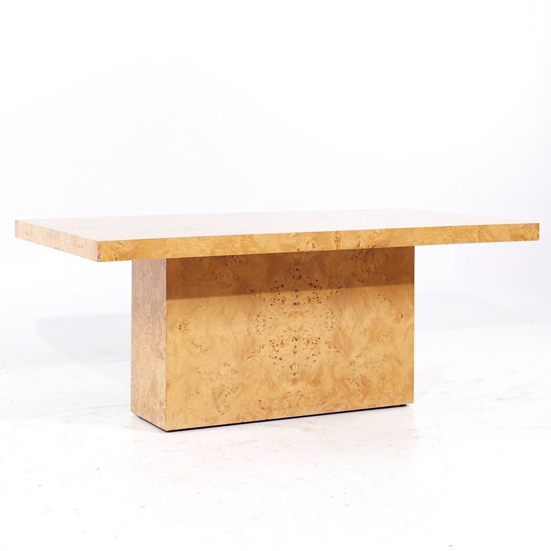 Milo Baughman Style Mid Century Burlwood Hidden Leaf Expanding Dining ...