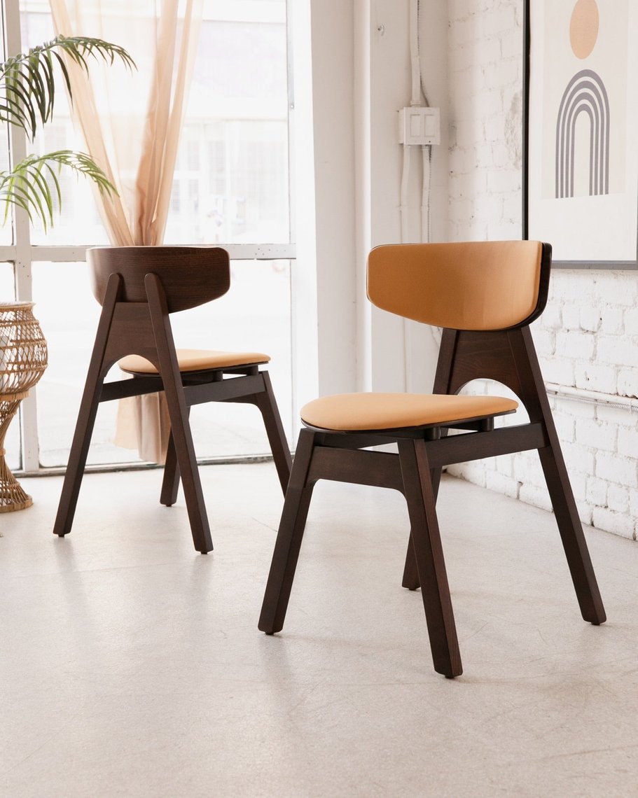Modern Dark Walnut & Peach Chair | Sunbeam Vintage | Highland Park ...