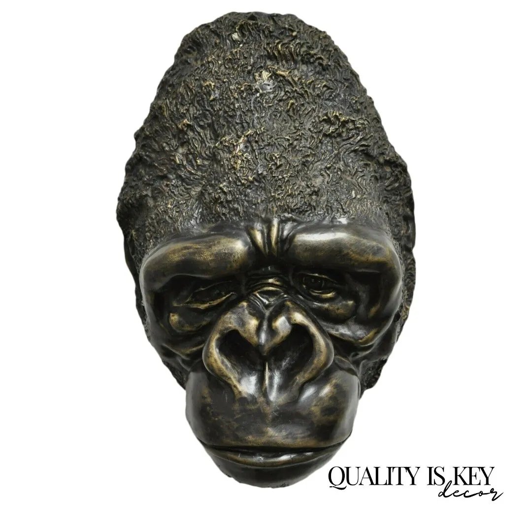 Large Cast Bronze 20" Gorilla Head Wall Sculpture Statue | Quality is ...