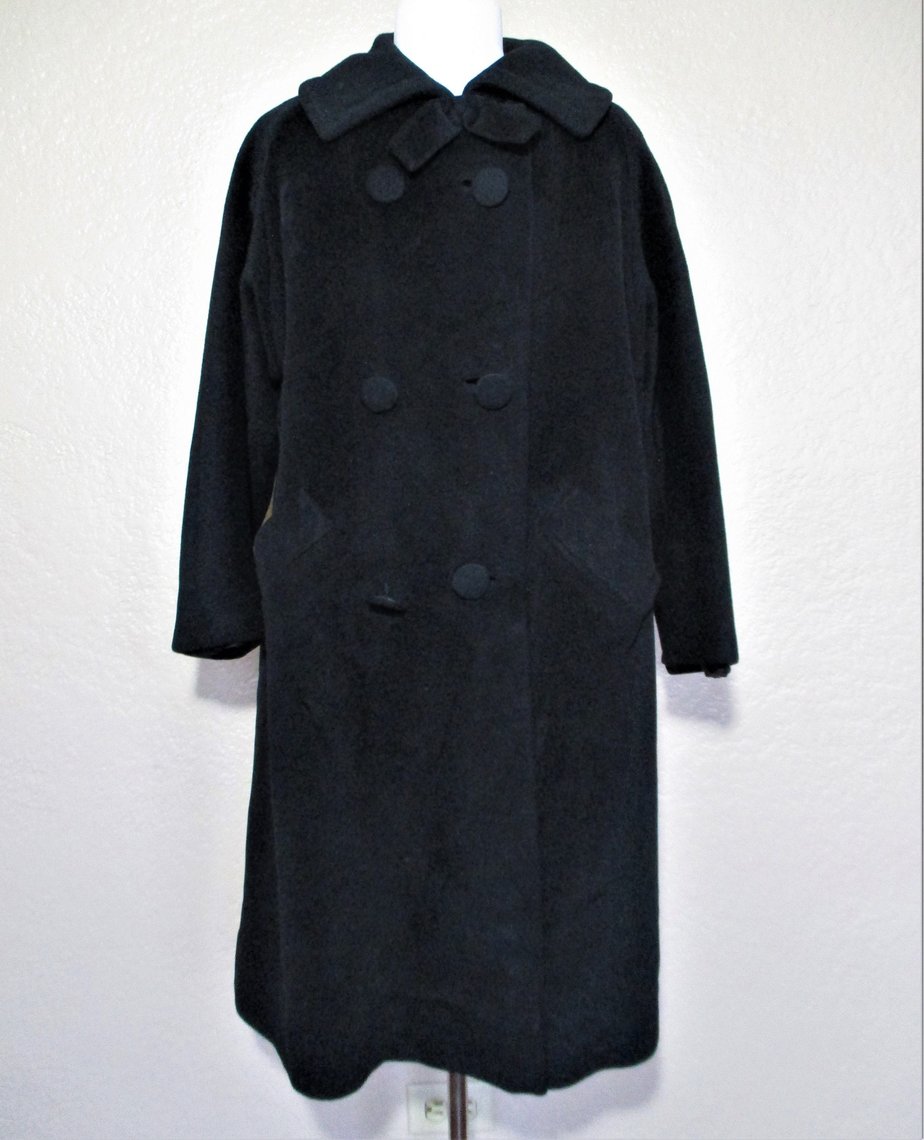 Vintage 1950s/60s Forstmann Black Coat, Medium Women, wool blend ...
