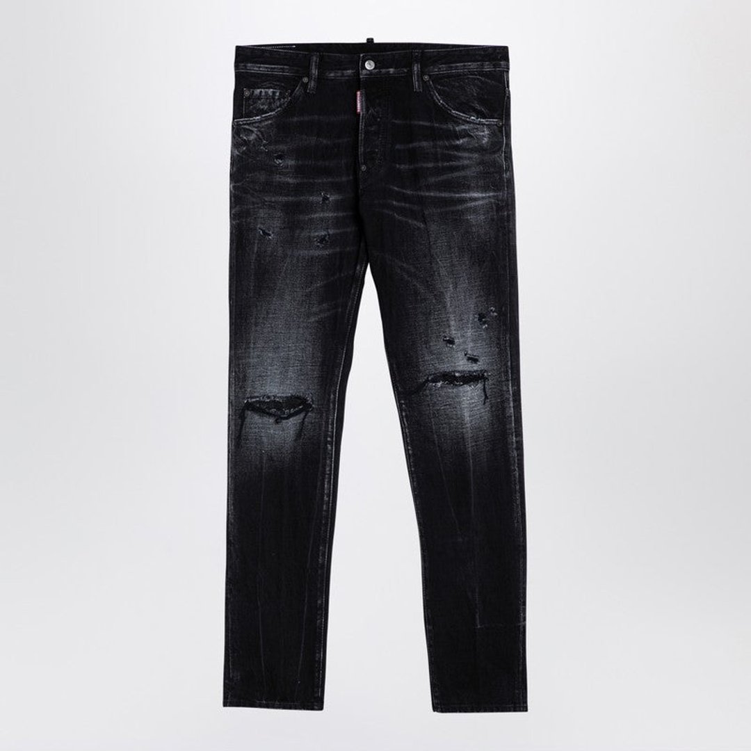 Dsquared2 Black Washed Denim Jeans With Wear Men | Luosophy | San Diego, CA