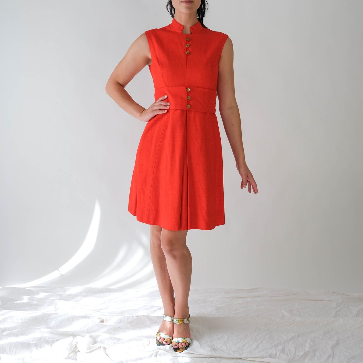 Vintage 60s Eleanor Brenner Couture Blood Orange Linen | The Vault 1969 ...