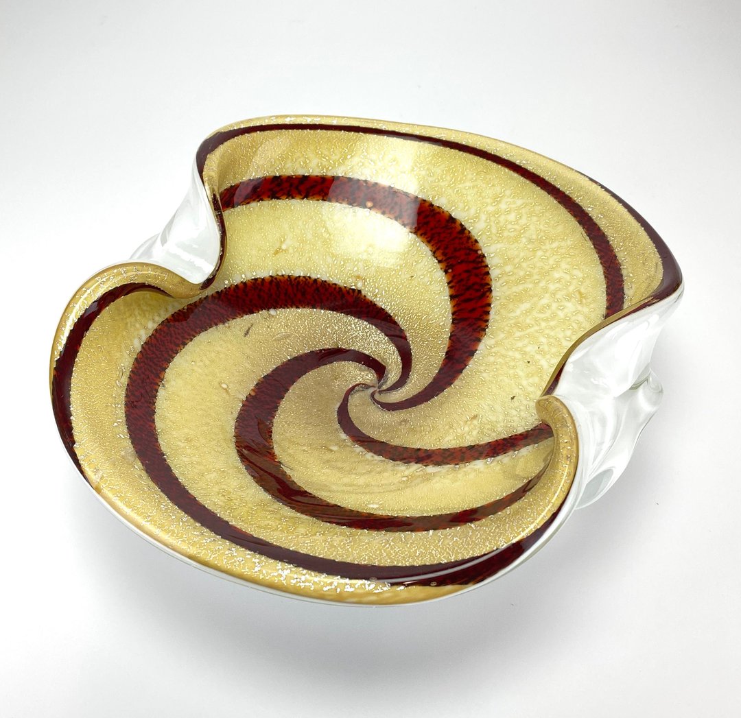 Vintage Curved Swirl Art Glass Candy Dish Bowl Ashtray Mid | House of ...