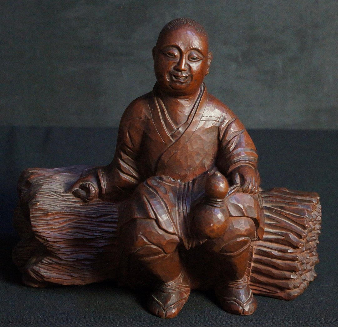 Antique Japan Noka young peasant restin sculpture Kibori carving 1900 ...