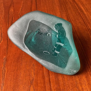 Glass Rock Sculpture Inuit Native Scene Carved Vintage | Brain ...