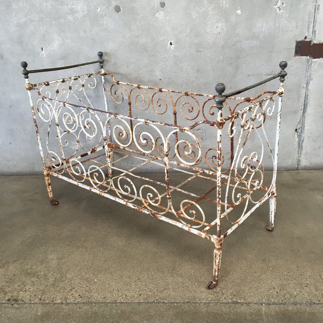 French Antique Iron Crib - Collapsible | Urban Americana | Long Beach, CA