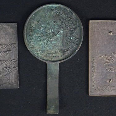 Antique Japan bronze mirror Kagami lost wax technique craft 1800s ...