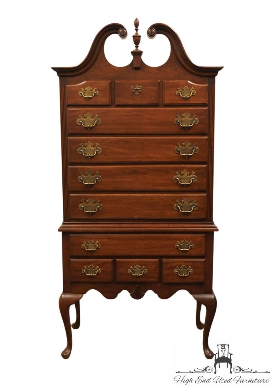 LINK TAYLOR Solid Cherry Traditional Style 36" Pediment Highboy | High ...