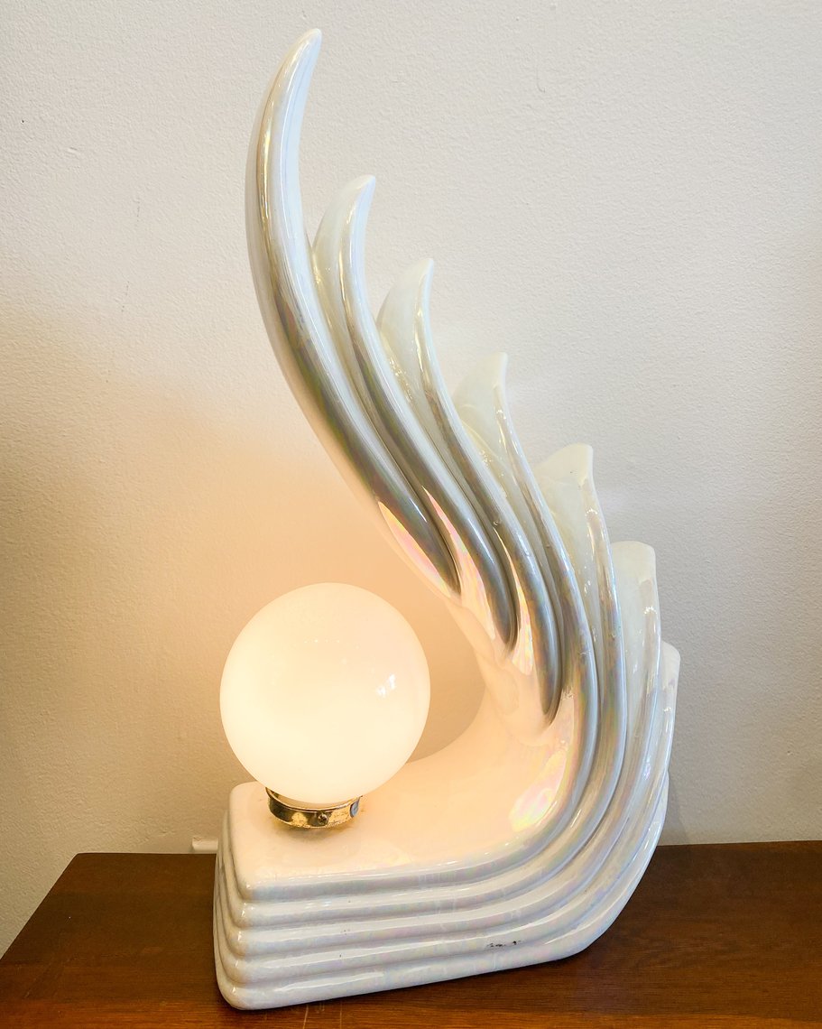 Art Deco Cascading Wings Irridescent Table Lamp | Sunbeam Vintage ...