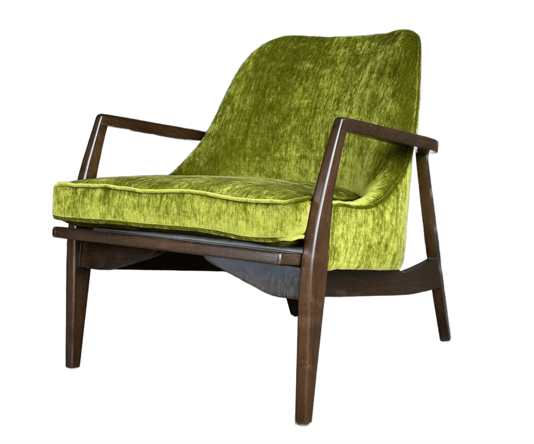 Mid Century Modern Custom Seal Style Lounge Chair Green Crushed | Main ...