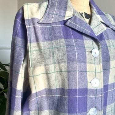 1950s Pendleton Lavender and White Plaid 49er Jacket 46 Bust Volup ...