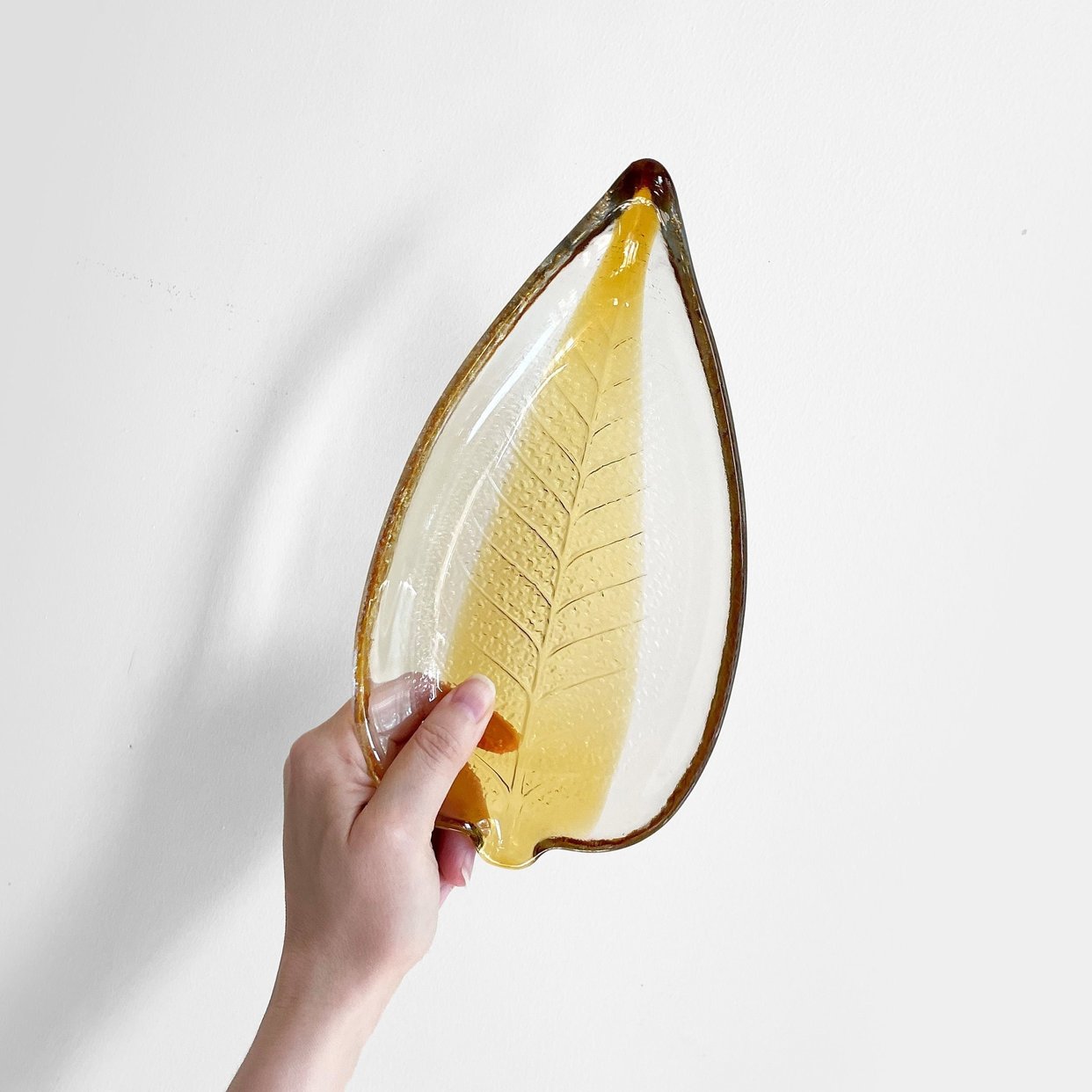 Glass Leaf Dish Amber Tray Mid-Century Modern | A Hint of Mustard ...