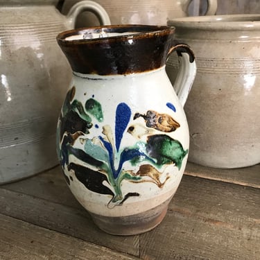 Floral Pottery Jug, Pitcher, Jaspe, Terra Cotta, Glazed | Jan's Vintage ...