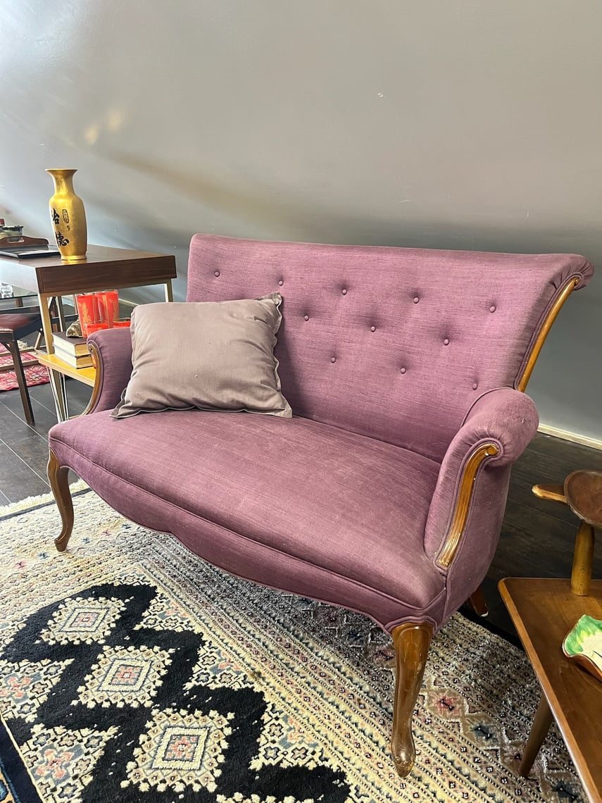 Antique Purple Tufted Settee | Magpie Reclamations | Old Town ...