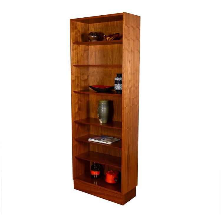 Walnut 28″ Danish Compact Adjustable Shelf Bookcase | Modern Mobler ...