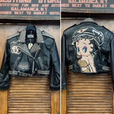 Vintage 1980's “Maziar” Betty Boop Studded Cropped MC Vintage 1980's “Maziar” Betty Boop Studded Cropped MC