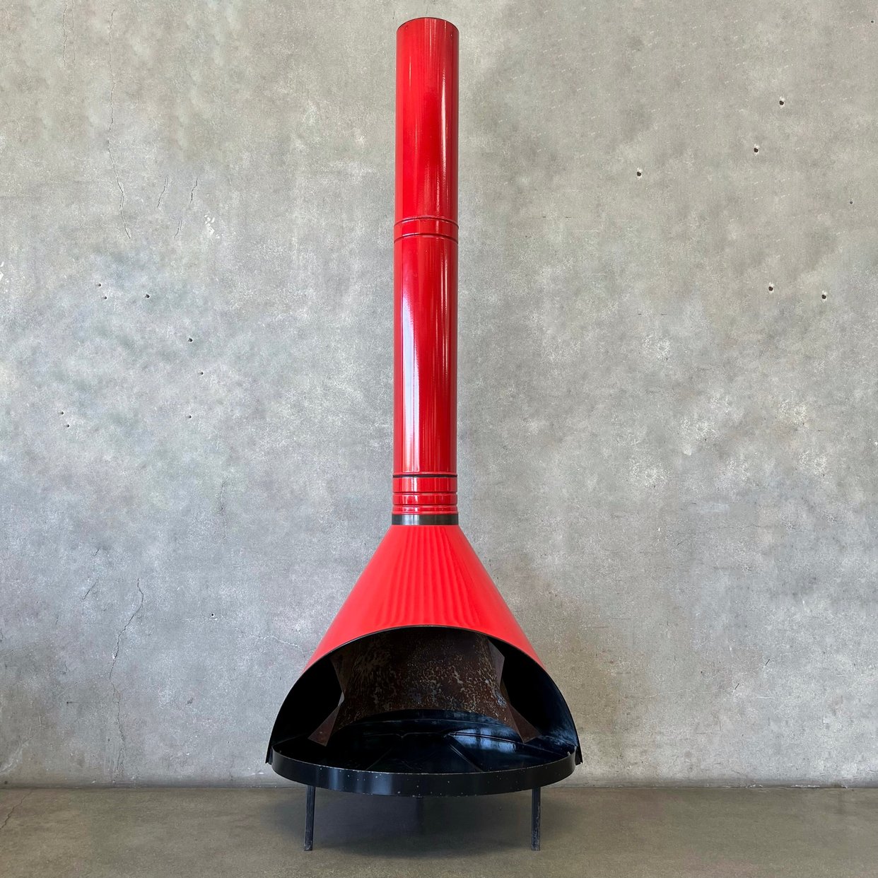 Vintage Mid Century Modern Red Porcelain Freeway Fireplace | Urban ...