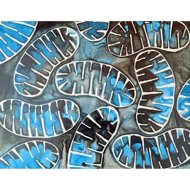 Black and Blue Mitochondria: Ink painting on Yupo ( | Artologica ...
