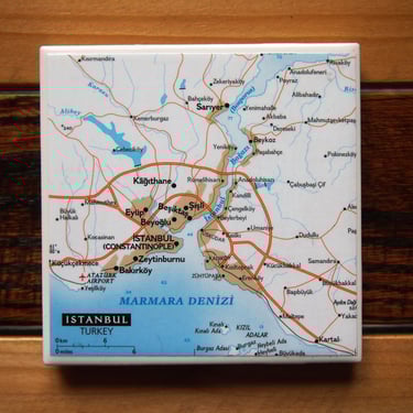 1999 Istanbul Turkey Vintage Map Coaster. Turkey Map. Istanbul | All ...