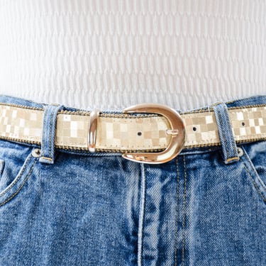 shiny gold belt | 80s 90s vintage checkered metallic | Poppycock ...