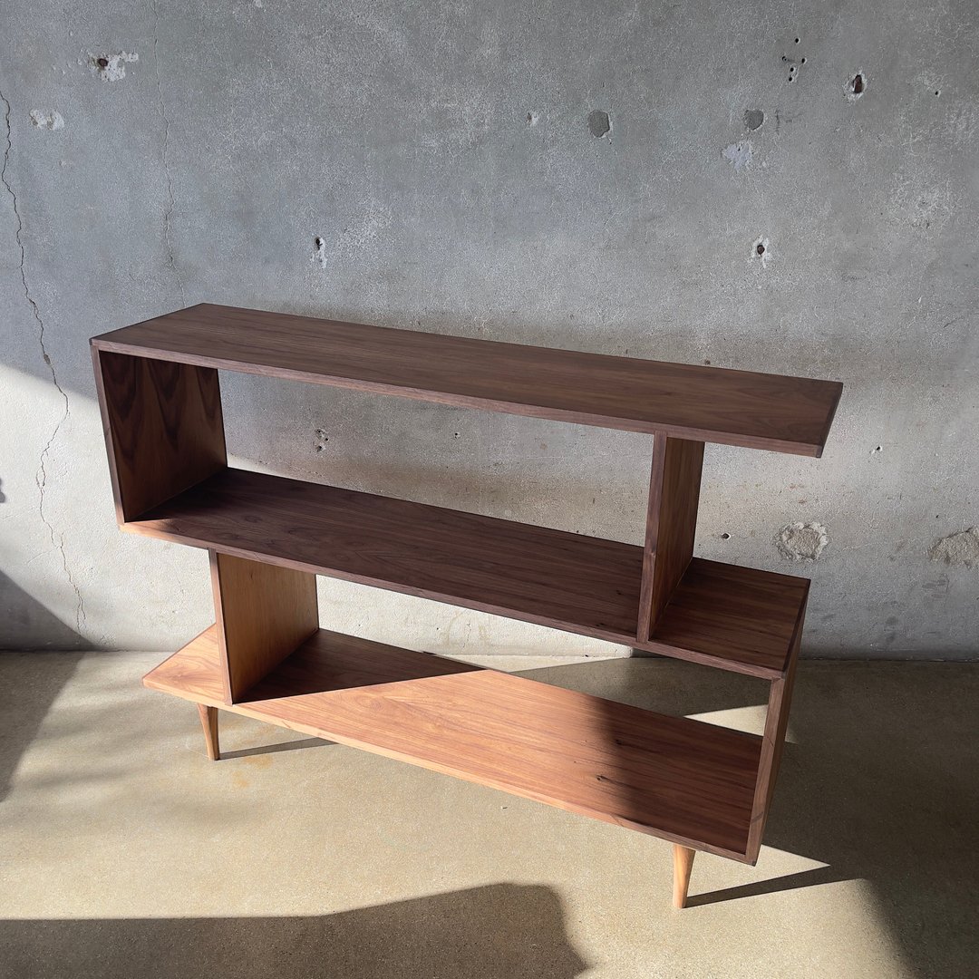 Mid Century Modern Style Walnut Wood Bookshelf | Urban Americana | Long ...