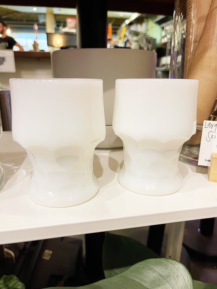 Vintage Anchor Hocking Georgian Milk Glass Glasses | Jungle and Loom ...