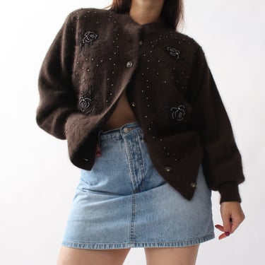 Vintage Chocolate Beaded Angora Jacket | Wornable | Philadelphia, PA