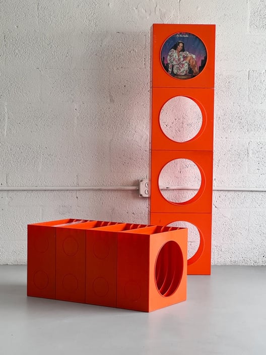 4 Piece Modular Record Storage System By Schweizer Design 1970s