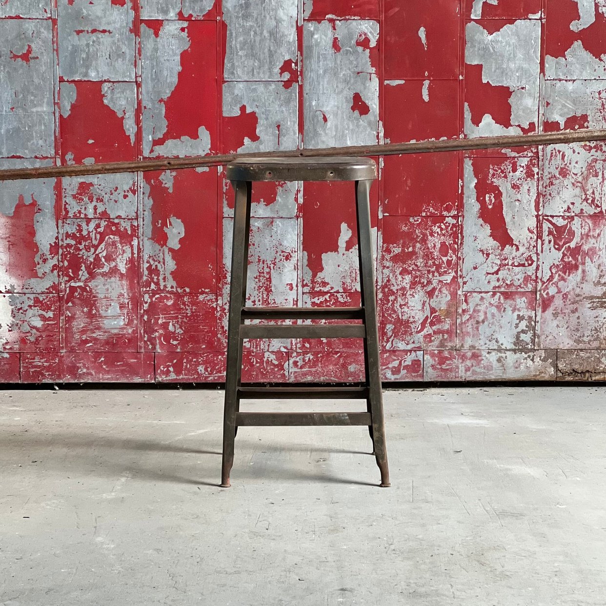 Vintage Industrial Lyons Metal Stool | North Grove Antiques - Freeport ...