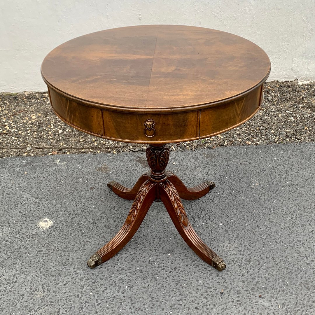 Round Antique Wood Round Accent Table | Simon Vintage | Neptune City, NJ