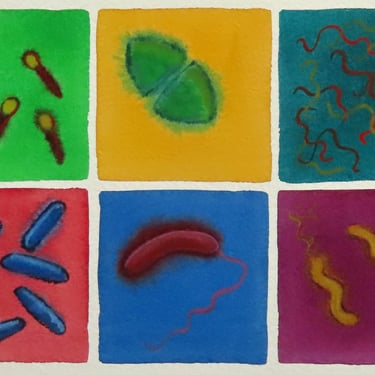 Deep Microbes - original watercolor painting - bacteria - microbiology ...